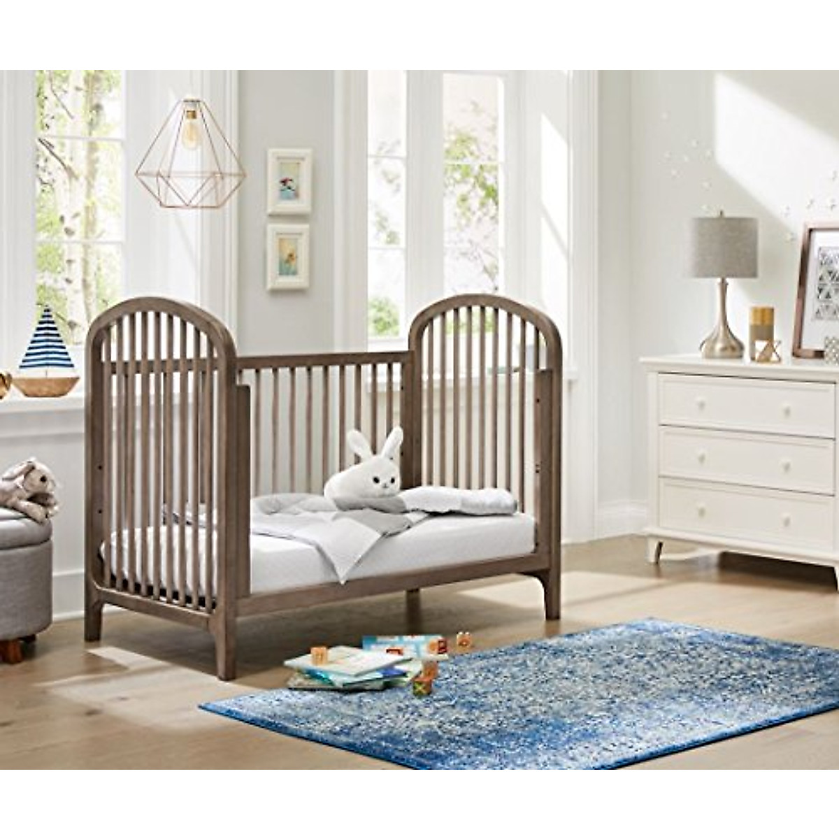 Contours Elston 3-in-1 Convertible Standard Baby Crib, Converts from Baby Crib to Toddler Bed and Daybed, Fits Standard Full-Size Crib Mattress, Easy to Assemble - Antique Gray-Brown