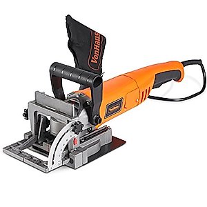 VonHaus 8.5 Amp Wood Biscuit Plate Joiner with 4" Tungsten Carbide Tipped Blade, Adjustable Angle and Dust Bag - Suitable For All Wood Types