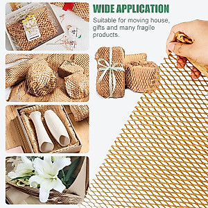 Honeycomb Packing Paper, 15" x 400' Honeycomb Paper Cushioning Wrap for Moving House Eco-Friendly Kraft Packing Paper for Gift Breakables as Bubble Wrap Roll Alternative
