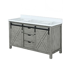 Bell+Modern Ketchum 60 inch Ash Grey Double Bath Vanity and Cultured Marble Countertop