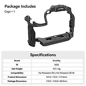 SmallRig S5 II Cage S5 IIX Cage for Panasonic LUMIX S5 II / S5 IIX with Built-in Quick-Release Plate for Arca-Swiss - 4023