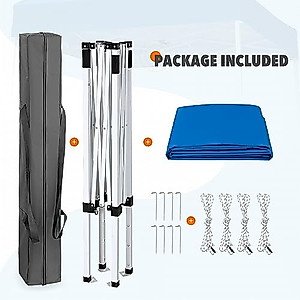 EAGLE PEAK 5x5 Pop Up Canopy Tent Instant Outdoor Canopy Easy Set-up Straight Leg Folding Shelter, Blue