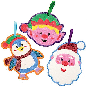 Baker Ross AX485 Christmas Sand Art Decorations - Pack of 12, Festive Tree Ornaments for Creative Craft Activities to Make and Decorate