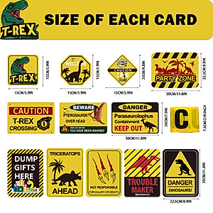 13 pcs Dinosaur Birthday Party Supplies, Dinosaur Party Decorations for Boys Kid Birthday Party Baby Shower，11.8 inch Dinosaur Theme Party Wall Decor Signs with Yellow Caution Tape