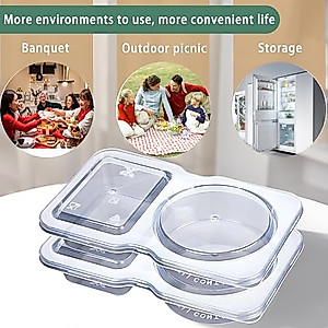 HDLYQL Double Compartment Condiment Container Double Compartment Snack Containers Double Condiment Containers with Lids for To-Go Sauce, Food Sampling, Travel Snack (25pcs)