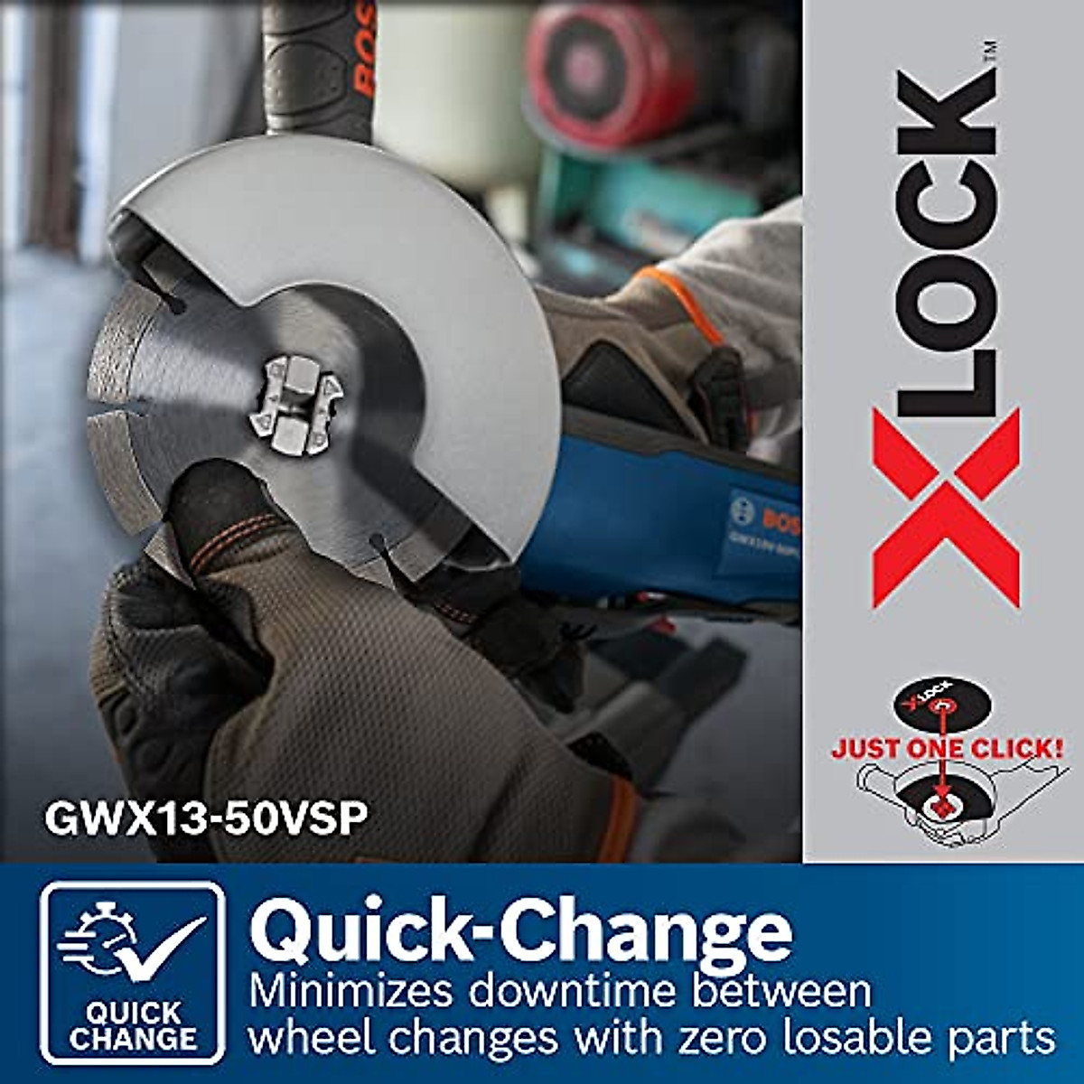 Bosch GWX13-50VSP 5 In. X-LOCK Variable-Speed Angle Grinder with Paddle Switch, Black,grey,blue