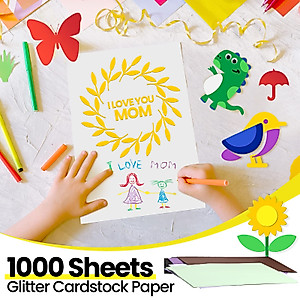 Sherr 1000 Sheets Construction Paper Bulk 12 x 9'' and 12 x 18'' Colored Printer Paper 70gsm Card Stock Craft Paper for Kids DIY Scrapbook Paint Office Printing Poster, 10 Colors