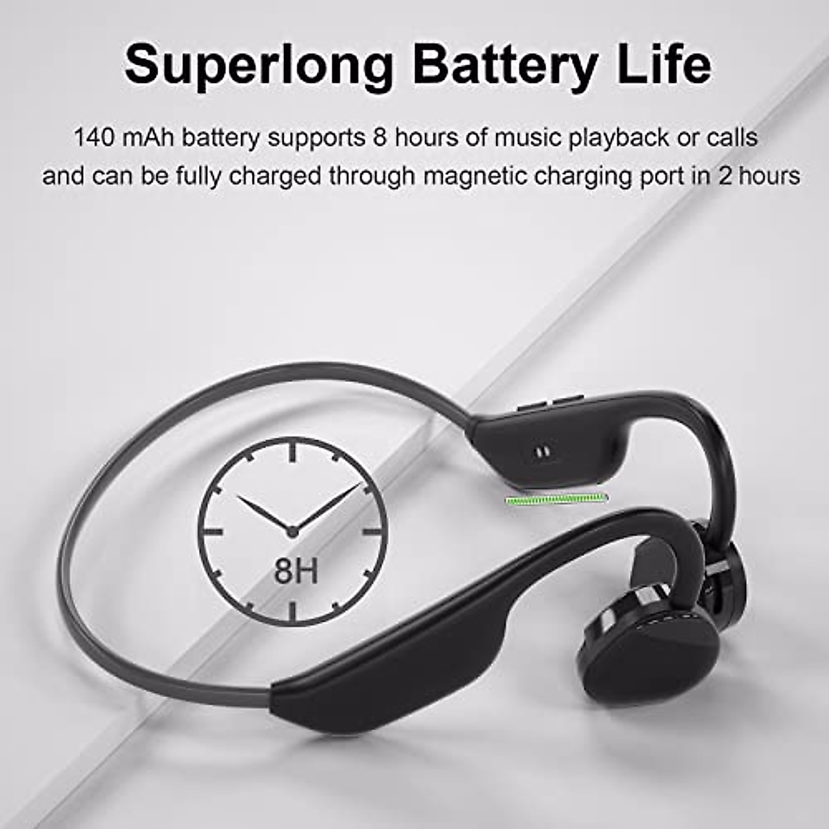 RR SPORTS Open Ear Air Conduction Headphones, Bluetooth 5.3 Wireless Earphones with Noise Cancelling Mic, IPX6 Waterproof Sport Headset for Running, Cycling, Hiking, Driving (Black)