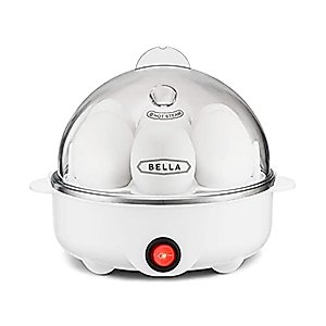 BELLA Rapid Electric Egg Cooker and Poacher with Auto Shut Off for Omelet, Soft, Medium and Hard Boiled Eggs - 7 Egg Capacity Tray, Single Stack, White