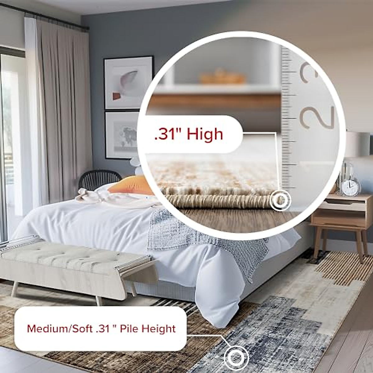 nuLOOM Fringed Performance Indoor Area Rug, Power Loomed, Easy Clean, Durable, Non-Shed, 8' x 10', Vanita Beige