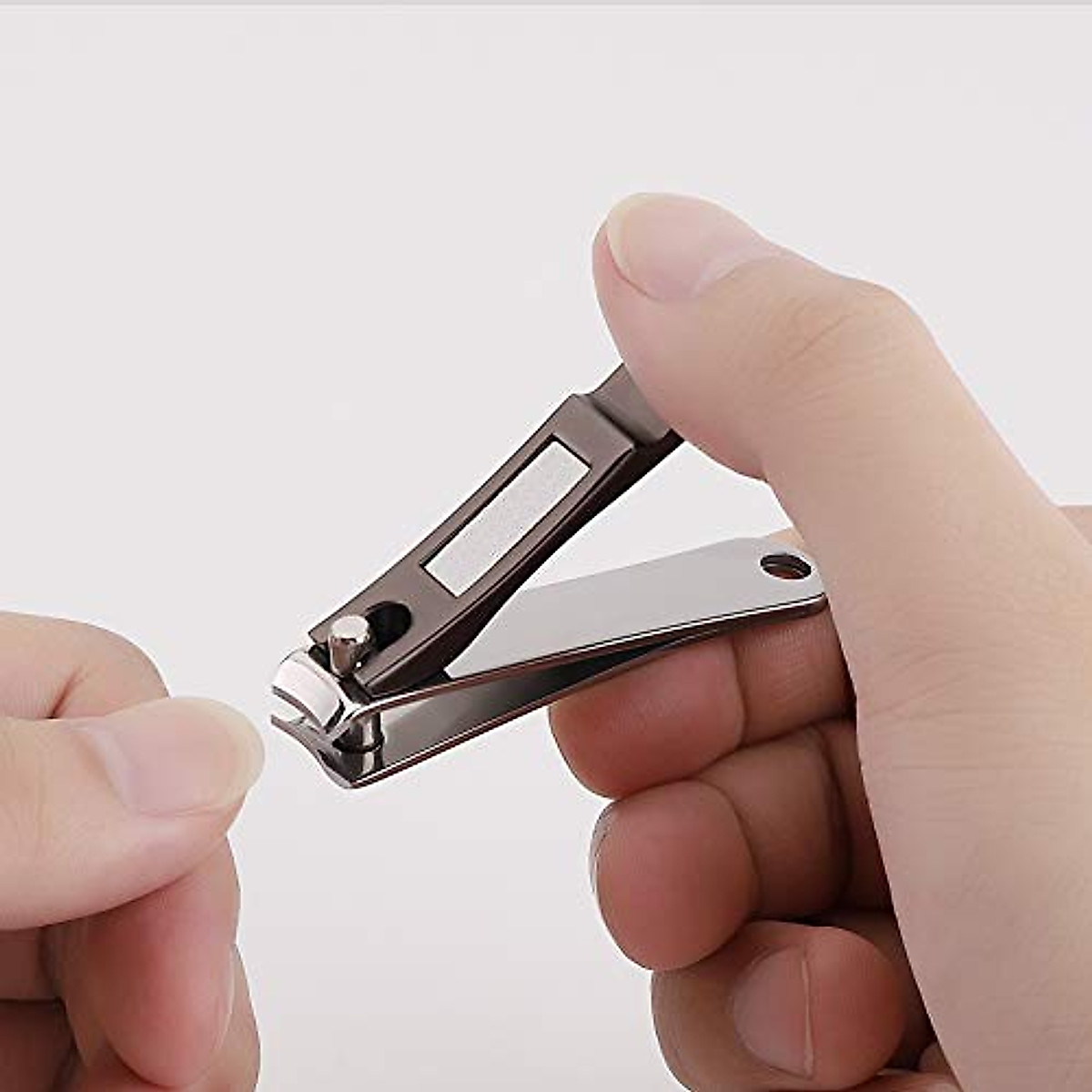 Nail Clippers Set with Build-in Nail File, Durable Sharp Fingernail Clipper and Toenail Clipper with Tin Case, Matte Gray