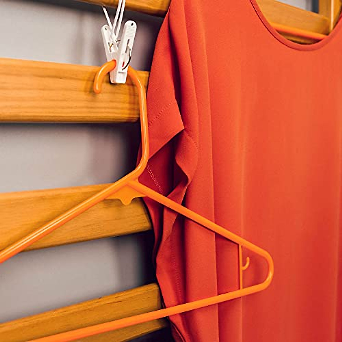 HANGERWORLD 10 Orange 16.5inch Plastic All Purpose Coat Clothes Garment Pant Skirt Bar Hangers Loop Hooks