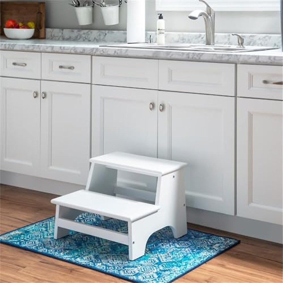 Powell Linon Tyler Wood Bed Step Stool in White