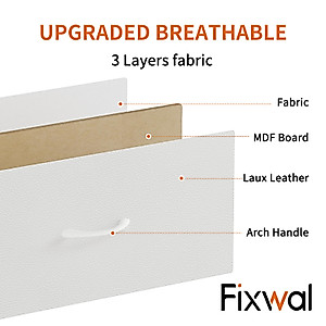 Fixwal White LED Dresser for Bedroom, Dresser with 9 Drawers and Charging Station, Fabric Chest of Drawers with PU Finish, Entryway, Living Room, Hallway