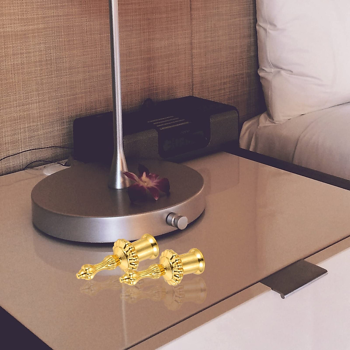 Beaupretty Gold Knobs Lamp Finial Cap Replacement 4pcs Gold Metal Knob Lamp Shade Finial Decoration Lamp Finials Lighting Accessories for Chandelier Table Floor Lamp Crystal Table Lamp