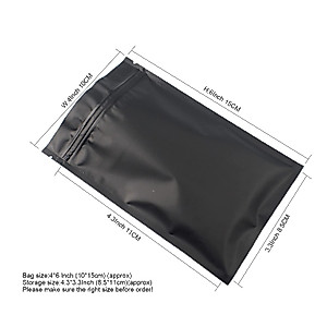 COQOFA 100pcs 4X 6 inch Resealable Smell Proof Bags Mylar Bags Matte Black Foil Pouch Double-Sided Flat Ziplock Bag…
