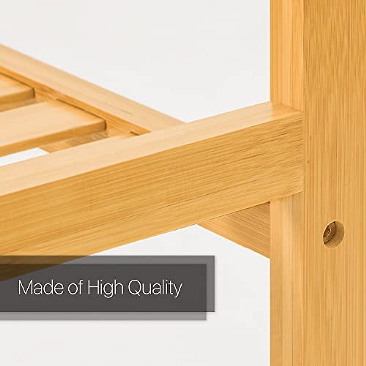 MoNiBloom Bamboo Bookcase 4 Tier Corner Standing Storage Bookshelf Kids Open Shelf Organizer Display Rack Table for Bathroom Bedroom Office, Natural