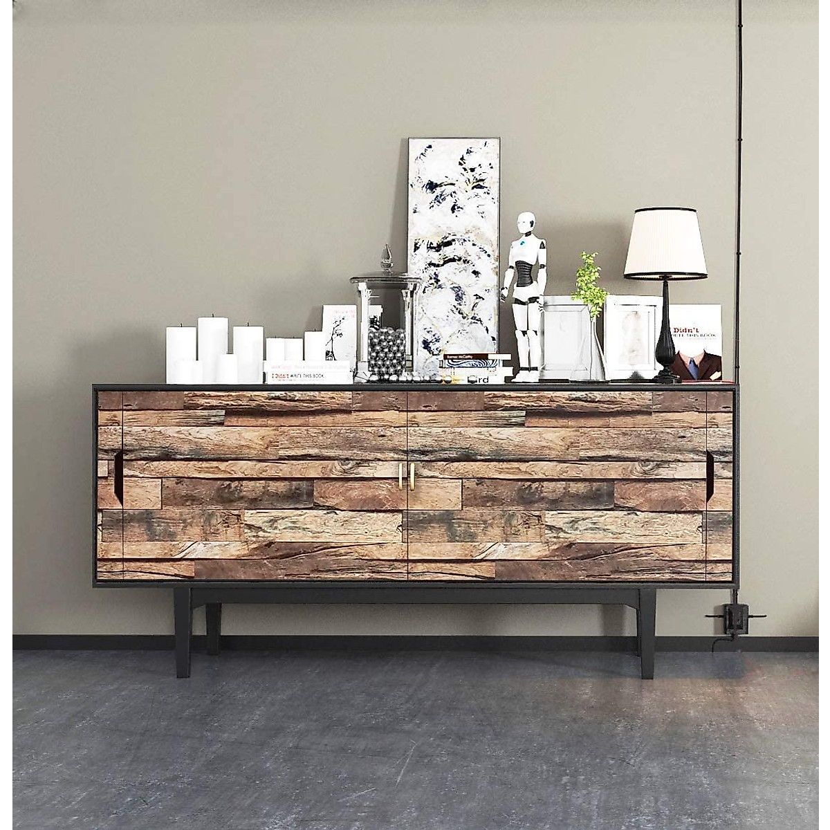 CiCiwind Peel and Stick Wallpaper Brown Wood Contact Paper Removable Self Adhesive Wallpaper Shiplap Vintage Wood Grain Wallpaper for Bedroom Bathroom Kitchen Cabinet 17.7" X 78.7"