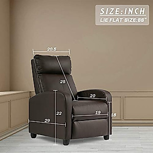 FDW Recliner Chair Single Reclining Sofa Leather Chair Home Theater Seating Living Room Lounge Chaise with Padded Seat Backrest (Brown)