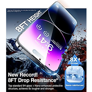 UltraGlass UNBREAK TOP 9H+ Glass for iPhone 14 Pro Max Screen Protector [Military SGS Shatterproof & Longest Durable] Screen Protector 14 Pro Max Tempered Glass, Anti-fingerprint, 2 Packs