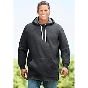 KingSize Men's Big & Tall Fleece Longer-Length Pullover Hoodie - 2XL, Black