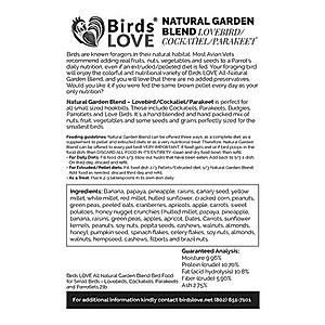 Birds LOVE All Natural Garden Blend Bird Food for Small Birds - Lovebirds, Cockatiels, Parakeets and Parrotlets 2lb