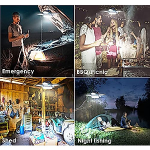HULPPRE Solar Camping Lantern with USB, 5+1 Leaves 96leds Brighter Portable Tent Lights, Support Phone Charging Emergency Solar Lantern Lamp for Hurricane,Hiking,Chicken Coop,Canopy,Shed/Barn