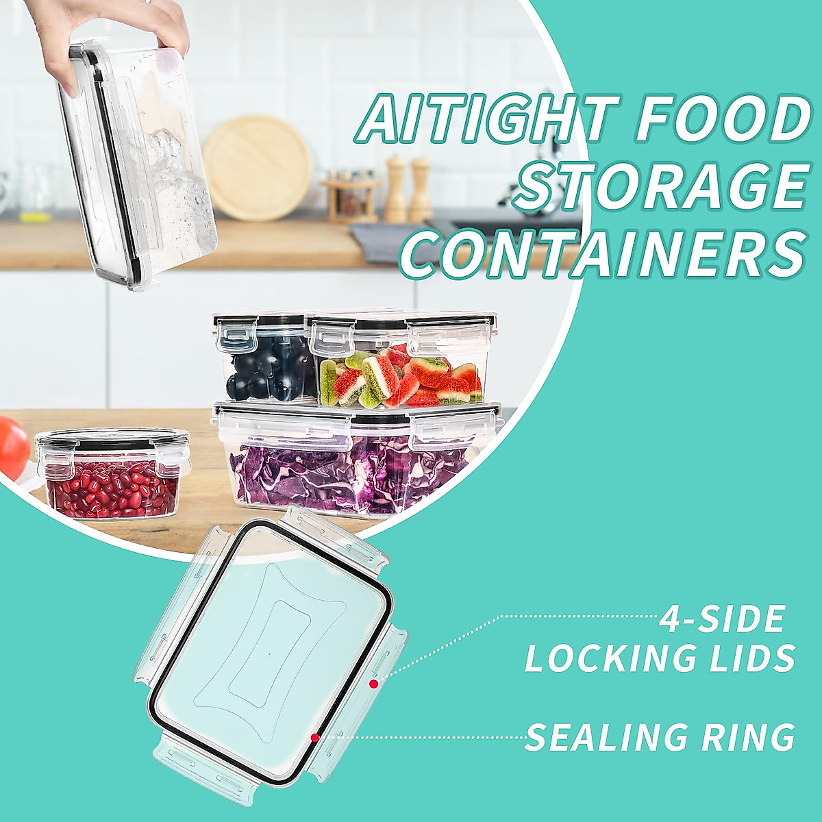 Skroam 72 piece Food Storage Containers Set with Airtight Lids (36 Containers & 36 Lids), Plastic Leak-Proof Kitchen Storage Containers for Pantry Organizers and storage - Meal Prep, Lunch Containers