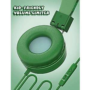 SIMJAR Cat Ear Kids Headphones & Dinosaur Kids Headphone, Volume Limiter 85/94dB, Wired Headphones with Foldable Design for Online Learning/Travel/Tablet/iPad (Green + Pink)