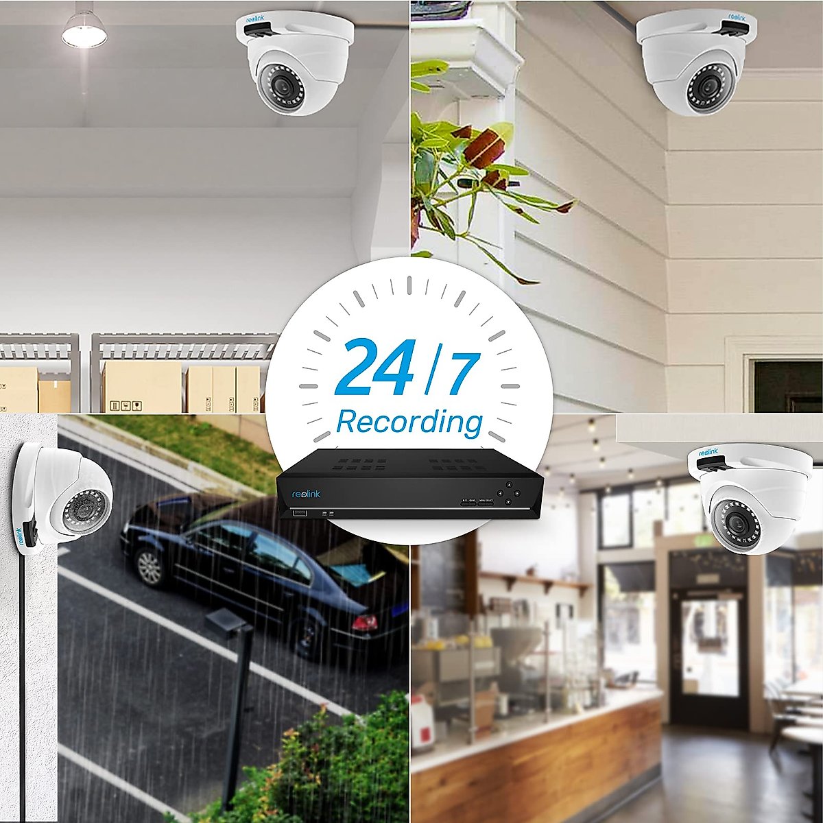 Reolink 4MP PoE Security Camera System Bundle, 8pcs 4MP IP Cameras, a 8CH NVR Pre-Installed with 2TB HDD(Include 4 x 18M Cat5 Cable)