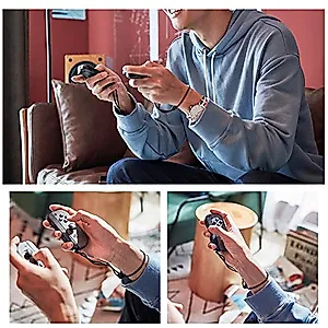 1 Pair of Joy-Con Handle Controllers with anti-slip Lanyards for Nintendo Switch Video Games-Black