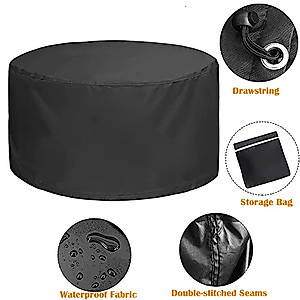 Round Patio Furniture Set Covers Skyour Waterproof Dustproof Round Table Chair Set Cover Anti-Fading Anti UV Outdoor Garden Round Coffee Table Dining Chair Furnitures Sets Covers (S: 72x37 in)