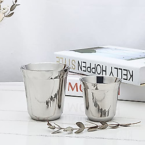 Easyworkz Pedro Stovetop Espresso Maker, Bundled With Stainless Steel Espresso Cup 2pcs Set Double Wall Insulated Metal Demitasse Cups, Silver