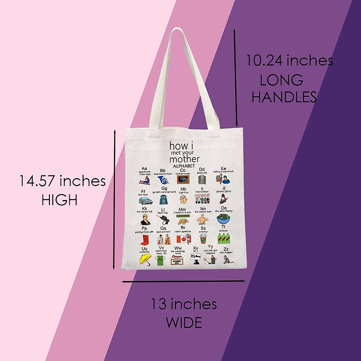 MNIGIU HIMYM Inspired Large Tote Bag (Shopping Bag, HIMYM Fans Gift, Tv Series Merchandise)