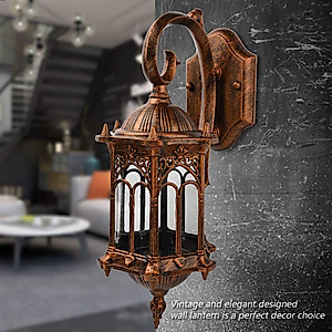 Cocoarm Wall Sconce Vintage Style Wall Mounted Metal Lantern Holder with Glass Lighting Fixture for Indoor Outdoor Home Garden Hallway Decor No Light Source Bronze