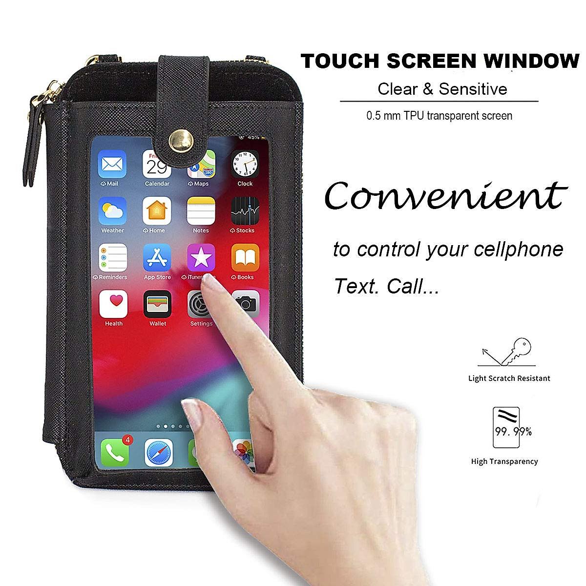 Womens Crossbody Bag Touch Screen Lightweight Small Cellphone Shoulder Purse Card Wallet Handbag
