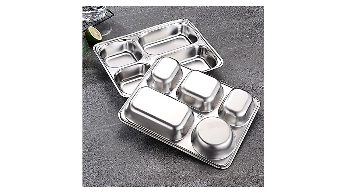 GANAZONO 2 Sets Stainless Steel Divided Plates