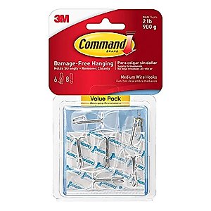 Command Wire Toggle Hook Value Pack TLTL, Medium, Clear, 12-Hooks