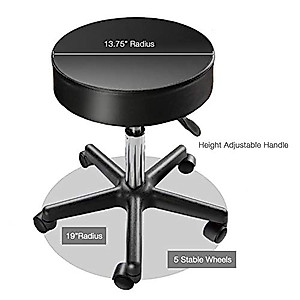 PARTYSAVING Supportive Adjustable Hydraulic Rolling Swivel Stool for Massage and Salon Office Facial Spa Medical Tattoo Chair Cushion & Wheels – Extra Large, APL1159