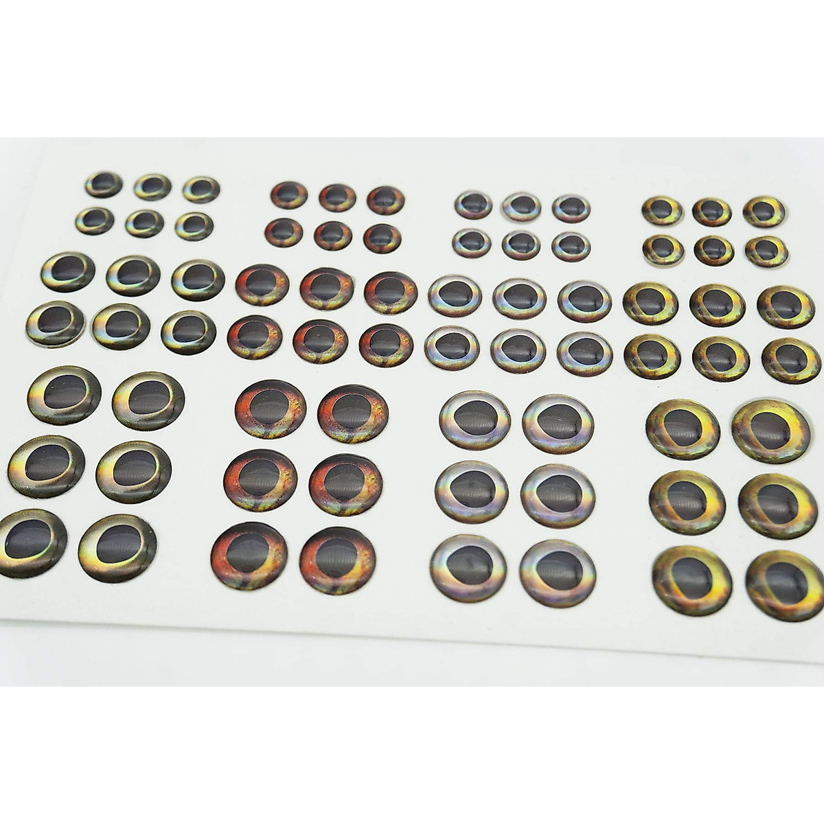 HTHYLURE 216 PCS Fishing Lure Eye Self Stick Lizard Reptile 3D 4D Eye Fly Tying Variety Simulation Making Fly Tying Fake Fish Eyes Artificial Holographic Fake Eyes 72PCS/Set with 3 Set 6mm