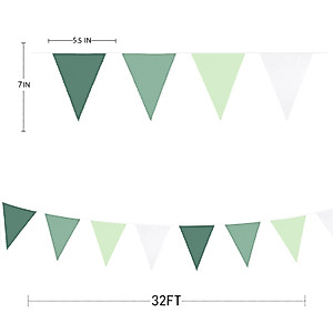 32Ft Sage Green Party Decorations Avocado Green Triangle Flag Fabric Banner Pennant Bunting Garland Streamers for Birthday Wedding Baby Shower Jungle Safari Summer Golf Christmas Outdoor Party Decor
