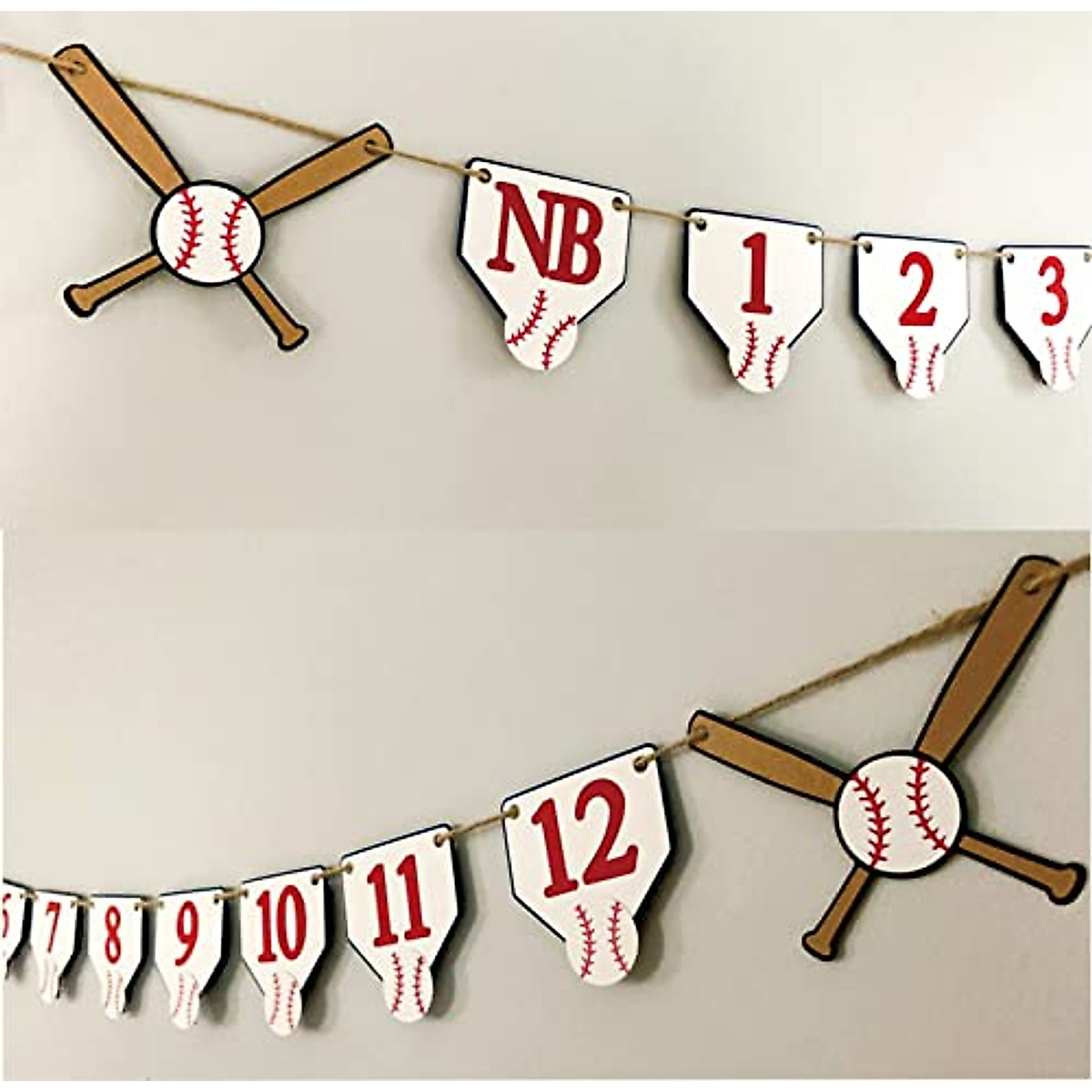 Rookie Year 1st Birthday Decorations,Baseball 12 Months Photo Banner,First Birthday,Baseball Milestone Banner