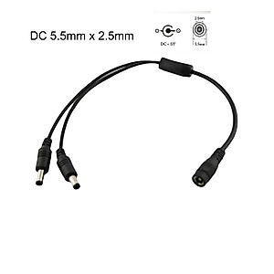 UpperFu 2pcs CCTV DC Power Splitter Cable 5.5mm x 2.5mm Female Jack to 2 Male Splitter Connector Cable 5.5mm x 2.5mm Adapter for LED Strip Surveillance Camera Security Camera
