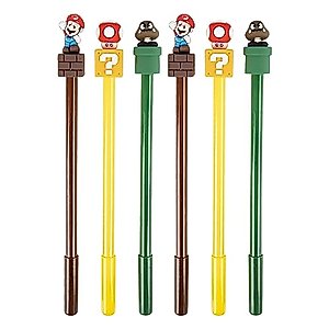 6 Pcs Mushroom Pens Stationery Set, Plumber Cool Back to School Supplies Writting Pens for Kids Students Gifts Girls Boys Birthday Gift, 0.5 mm