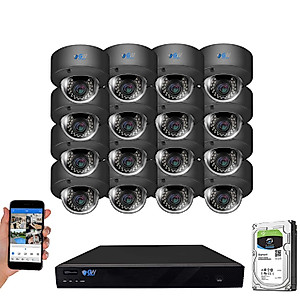 GW Security AutoFocus IP Camera System, 16 Channel 4K NVR, 16 x 5MP HD 1920P Dome POE Microphone Security Camera 4X Optical Motorized Zoom Outdoor Indoor Security System, AI Human Detection