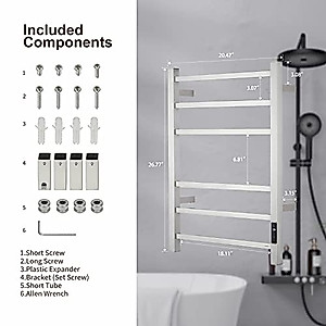 SHARNDY Towel Warmer with Built-in Timer ETW13CS for Bathroom Wall Mounted Bath Towel Heater Plug-in Electric Heated Towel Rack Brushed