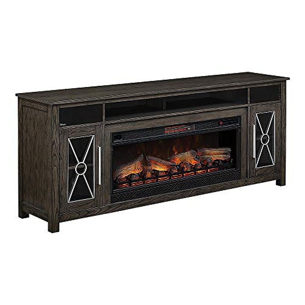 ClassicFlame Heathrow 76" Infrared Electric Fireplace Entertainment Center & 42" Firebox - Tifton Oak, 42MMS6342-O131 & 42II042FGT