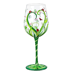 NymphFable Ladybug Wine Glass Hand Painted Wine Glass Personalised Ladybug Birthday Gift for Women, 15oz