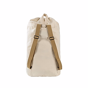GORISEN Canvas Laundry bag, Washable Laundry backpack, Adjustable Straps, Large Front Pocket, Drawstring Closure (BEIGE, X-Large)