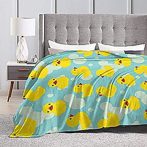 Yellow Cartoon Duck Flannel Fleece Throw Blankets for Bed Sofa Living Room Soft Blanket Warm Cozy Fluffy Throw Plush Blanke